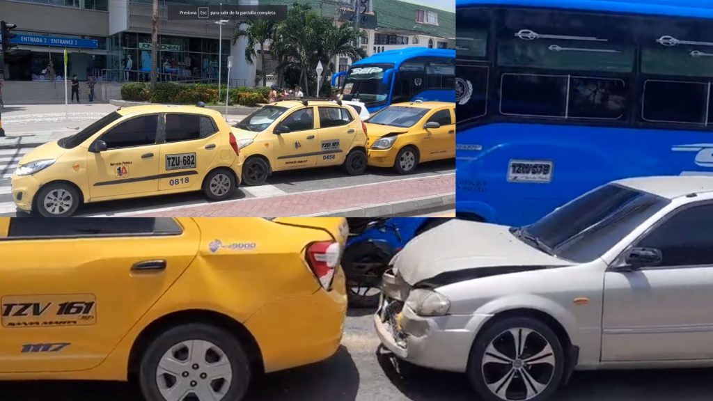 ¡Siguen las imprudencias! Cinco vehículos se chocaron en pleno semáforo ...