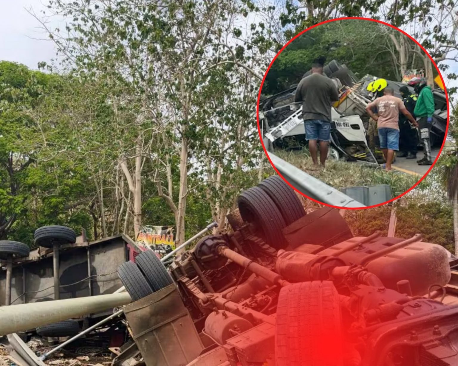 Se volcó el ‘Imperio’ en plena vía: camión con picó terminó llantas ...